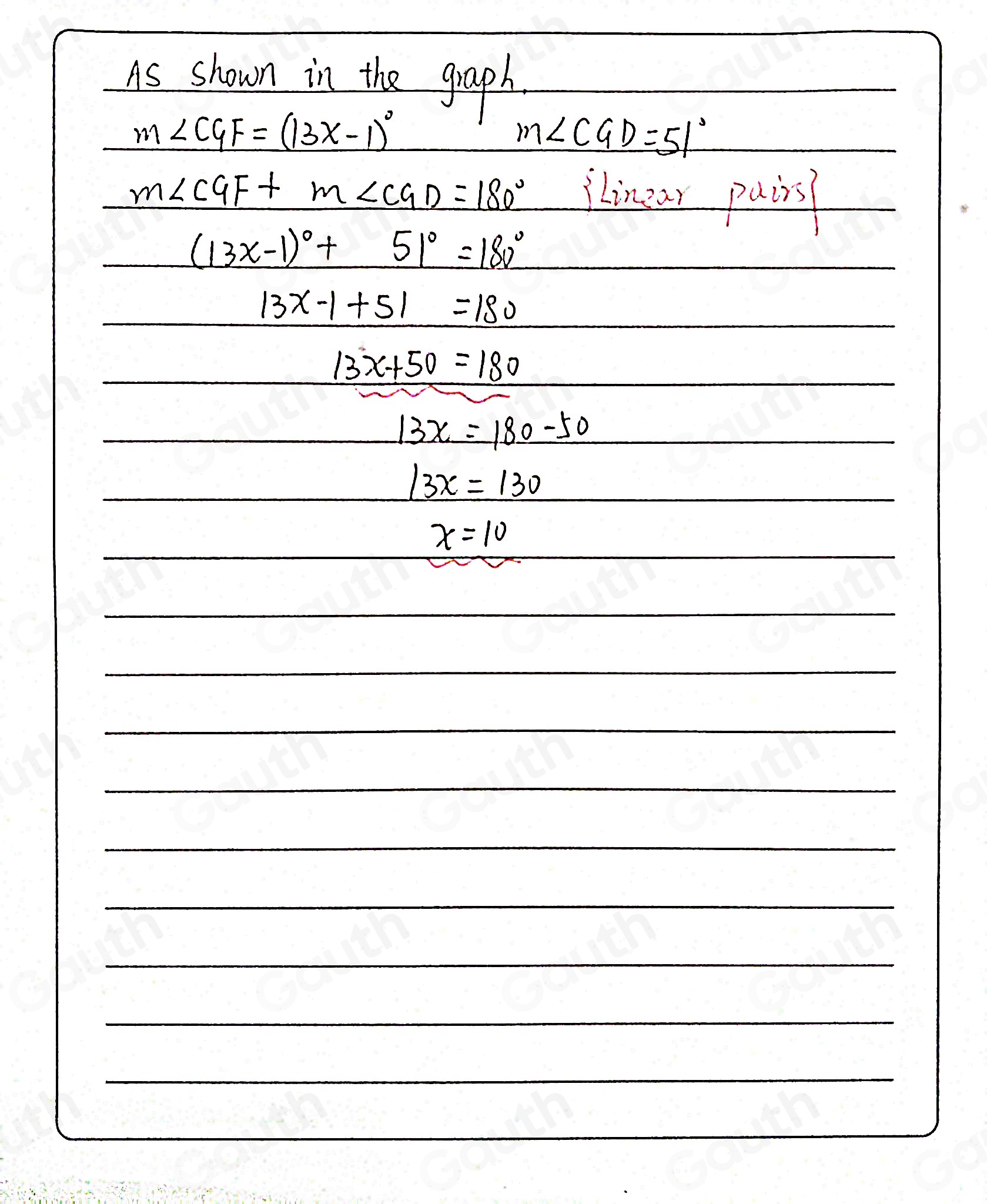 Solved: Look at the diagram. Which equation can be used to solve for x ...