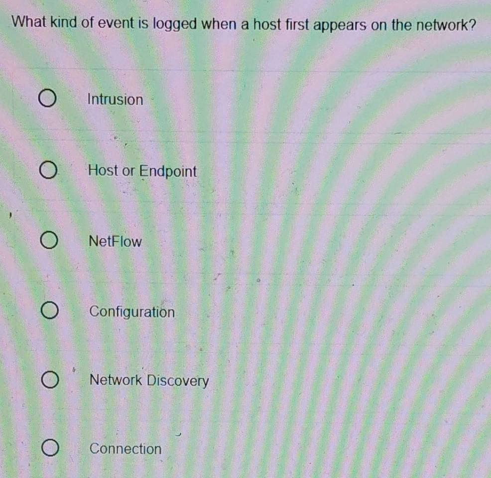 Solved: What kind of event is logged when a host first appears on the ...