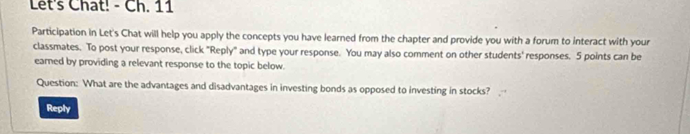 Solved: Let's Chat! - Ch. 11 Participation in Let's Chat will help you ...