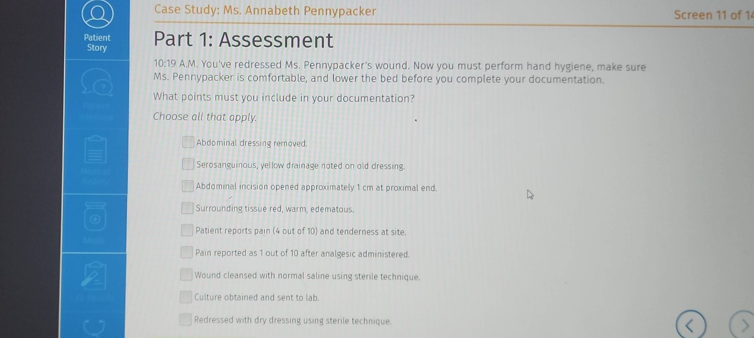 Solved: Case Study: Ms. Annabeth Pennypacker Screen 11 of 1 Patient ...