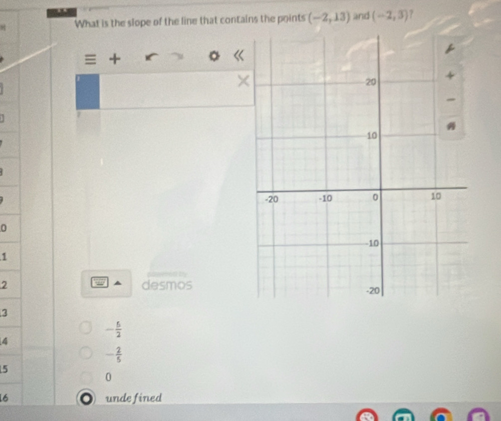 Solved: What is the slope of the line that contains the points (-2,13 ...