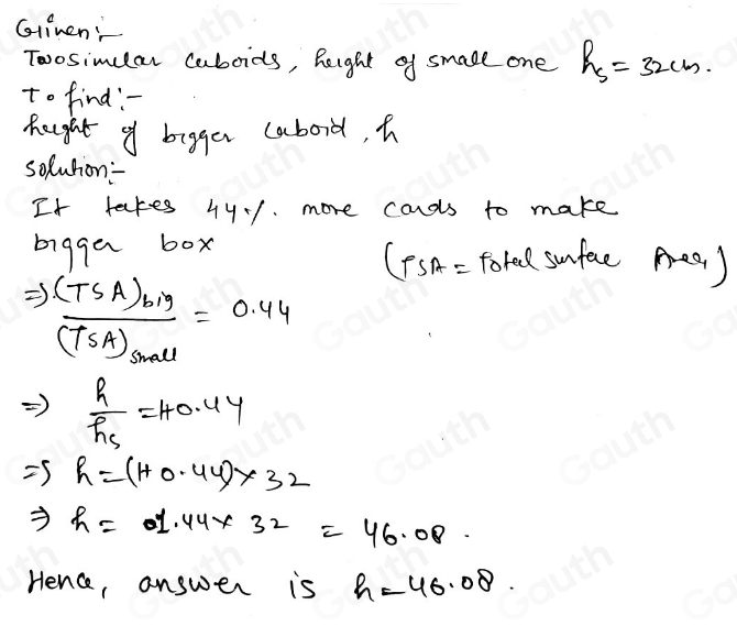Solved: Two boxes are made with card. The boxes are similar cuboids ...