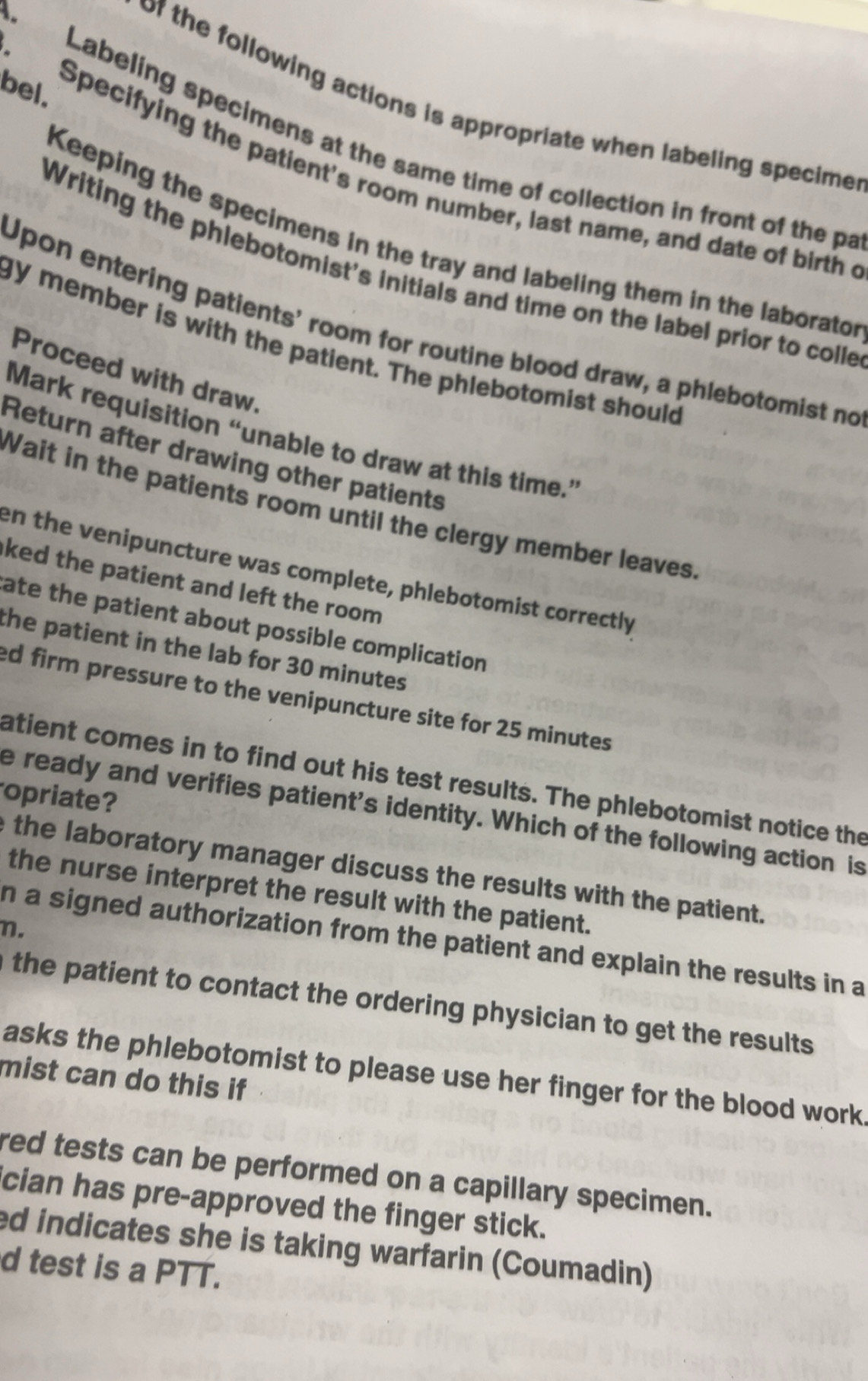 Solved: bel. of the following actions is appropriate when labeling ...