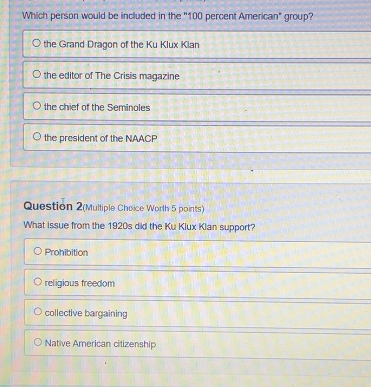 Solved: Which person would be included in the "100 percent American ...