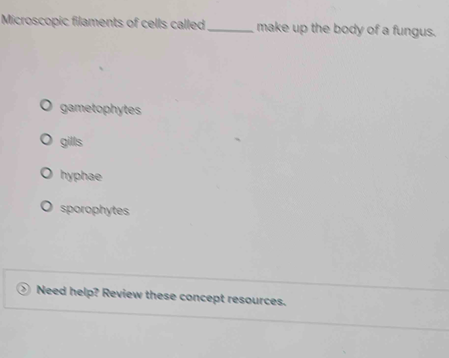 Solved: Microscopic filaments of cells called_ make up the body of a ...