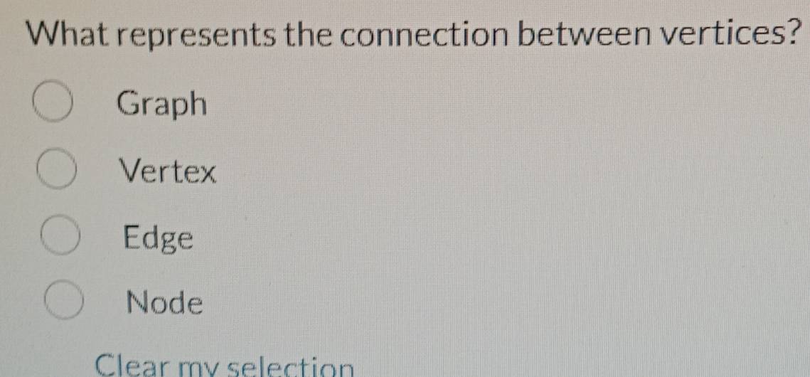 Solved: What represents the connection between vertices? Graph Vertex ...