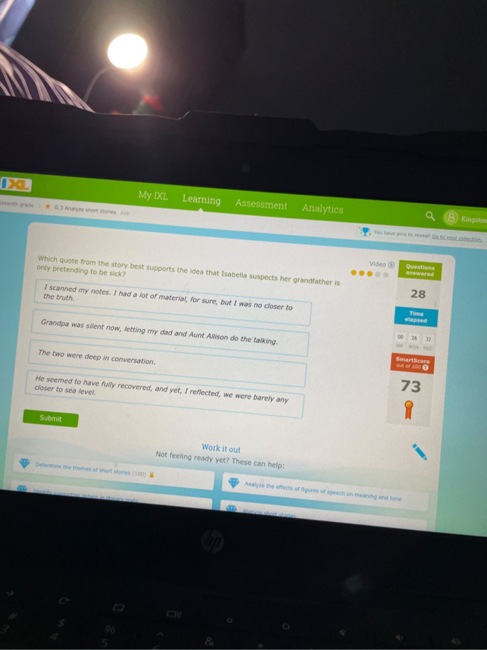 Solved: My IXL Learning Da Assessment Analytics eventh grade G.3 ...