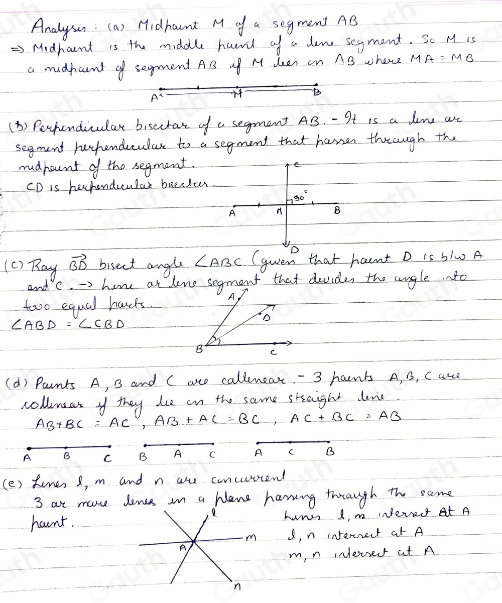 Solved: Define the following terms: (a) Midpoint M of a segment AB. (b ...