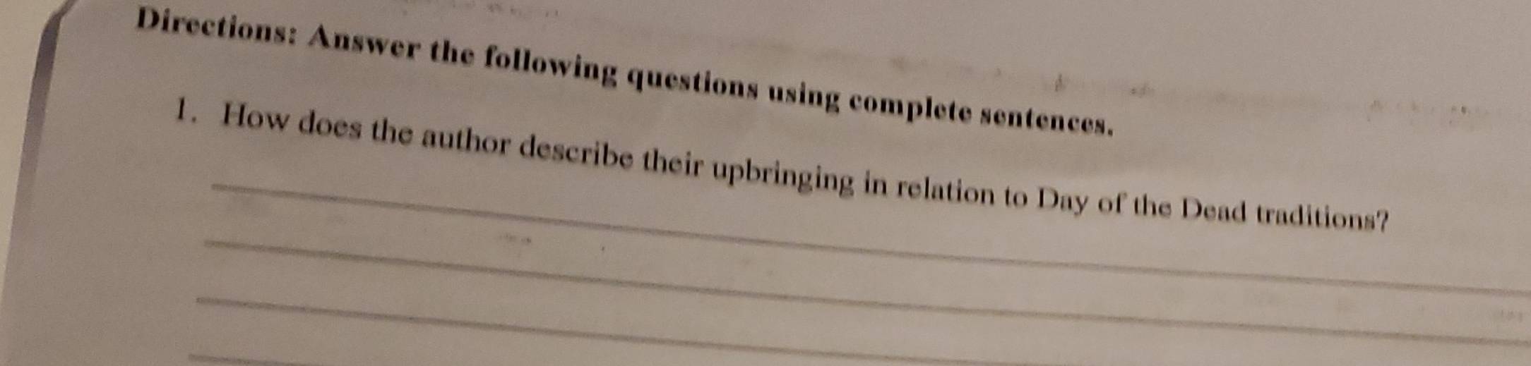 Solved: Directions: Answer the following questions using complete ...