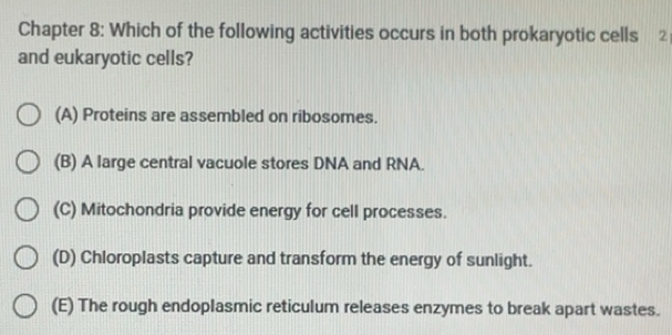 Telah dijawab:Chapter 8: Which of the following activities occurs in ...
