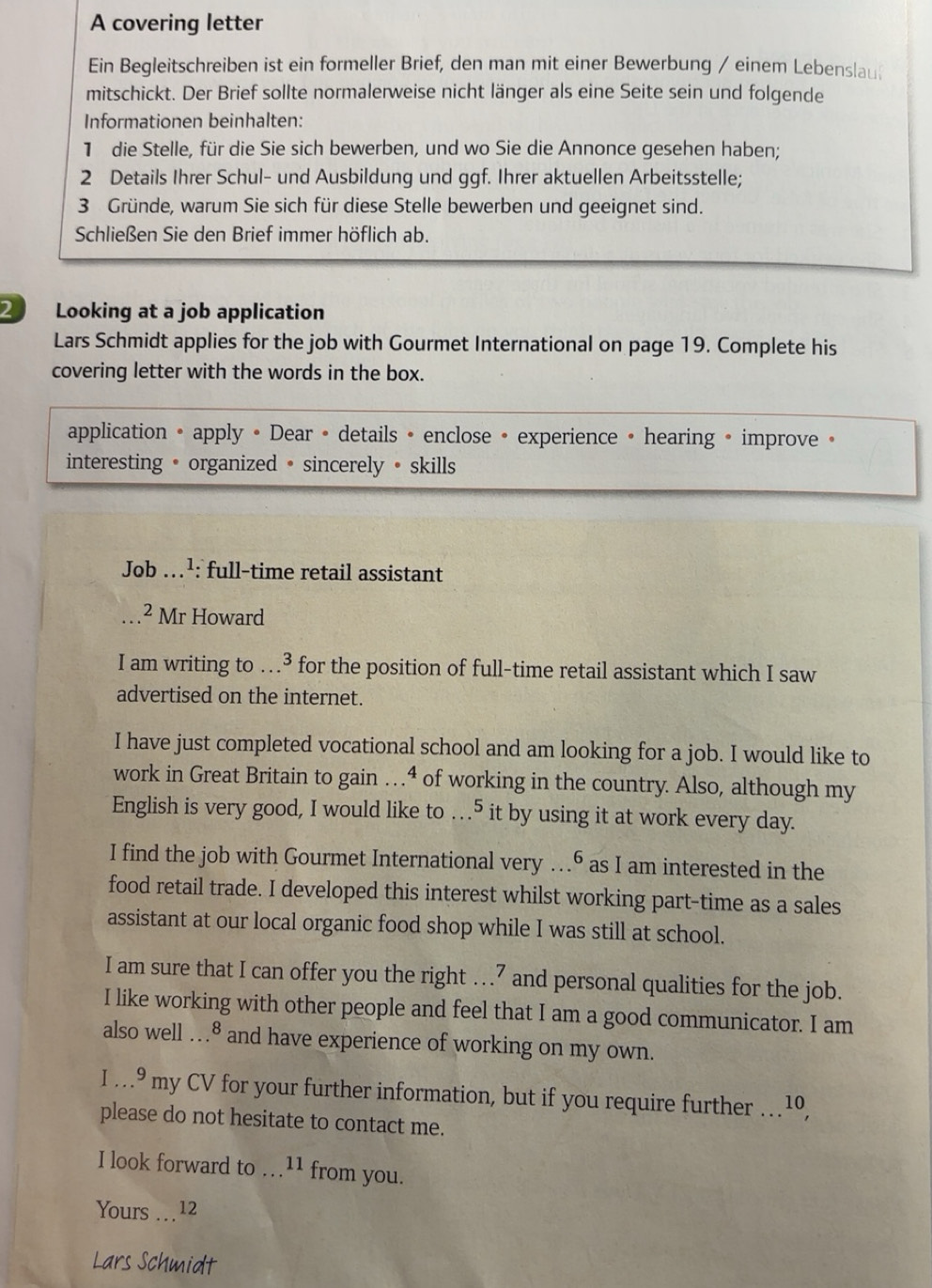 Gelöst:A covering letter Ein Begleitschreiben ist ein formeller Brief ...