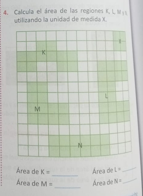 Resuelto:Calcula el área de las regiones K, L, M γI utilizando la ...