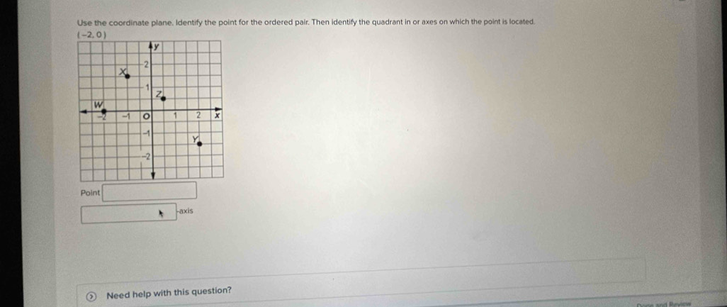Solved: Use the coordinate plane. Identify the point for the ordered pair. Then identify the ...