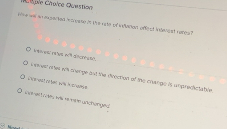 Solved: Question How will an expected increase in the rate of inflation ...