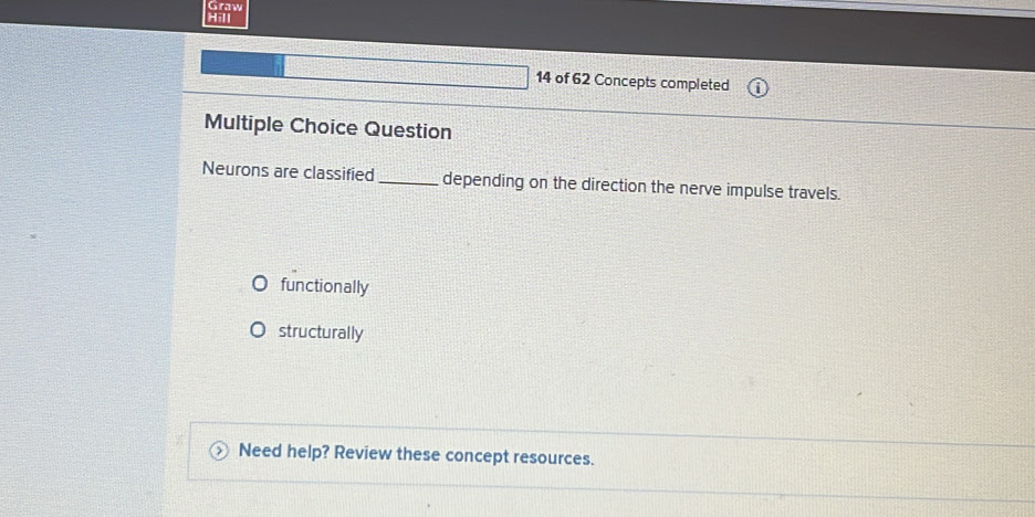 Solved: Graw Hill 14 of 62 Concepts completed Multiple Choice Question ...