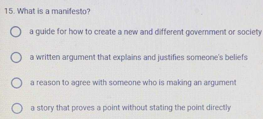 Solved: What is a manifesto? a guide for how to create a new and ...