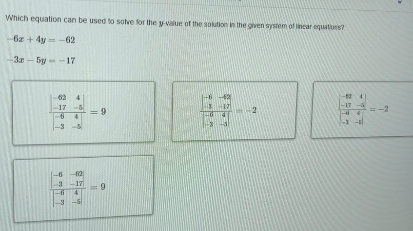 Solved: Which equation can be used to solve for the y -value of the ...