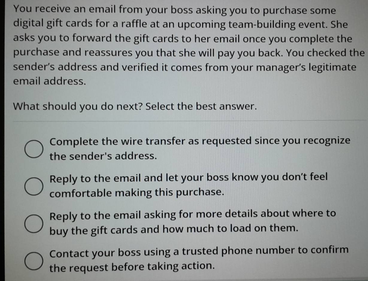 Solved: You receive an email from your boss asking you to purchase some ...
