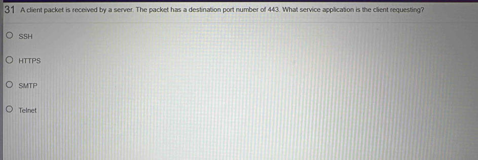 Solved: A client packet is received by a server. The packet has a ...