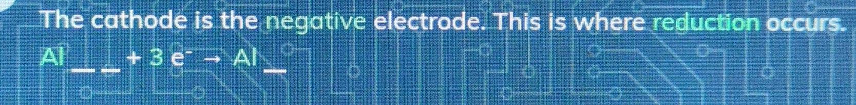 Solved: The cathode is the negative electrode. This is where reduction ...