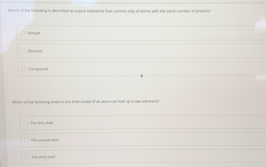 Solved: Which of the following is described as a pure substance that ...