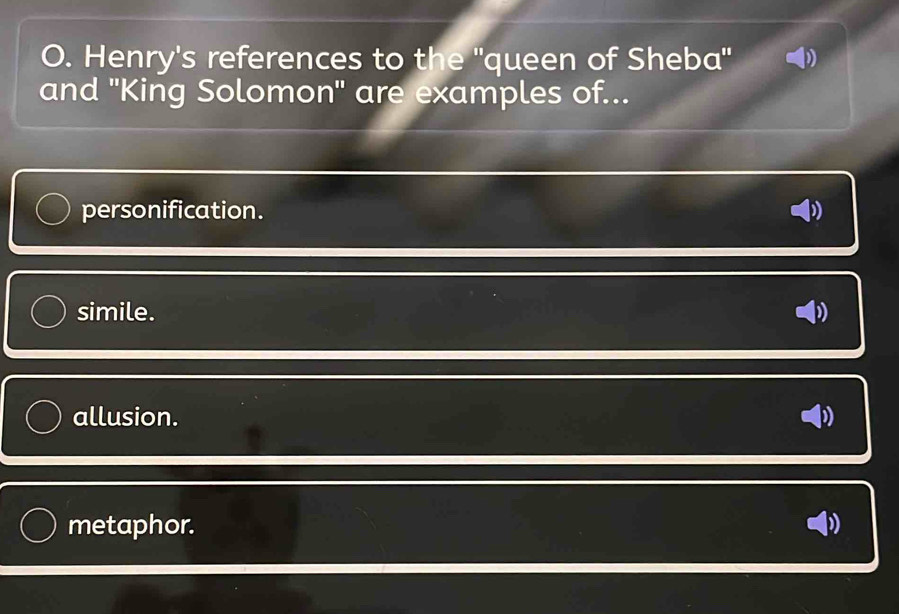 Solved: Henry's references to the "queen of Sheba" and "King Solomon ...