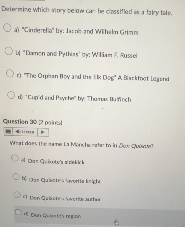 Solved: Determine which story below can be classified as a fairy tale ...