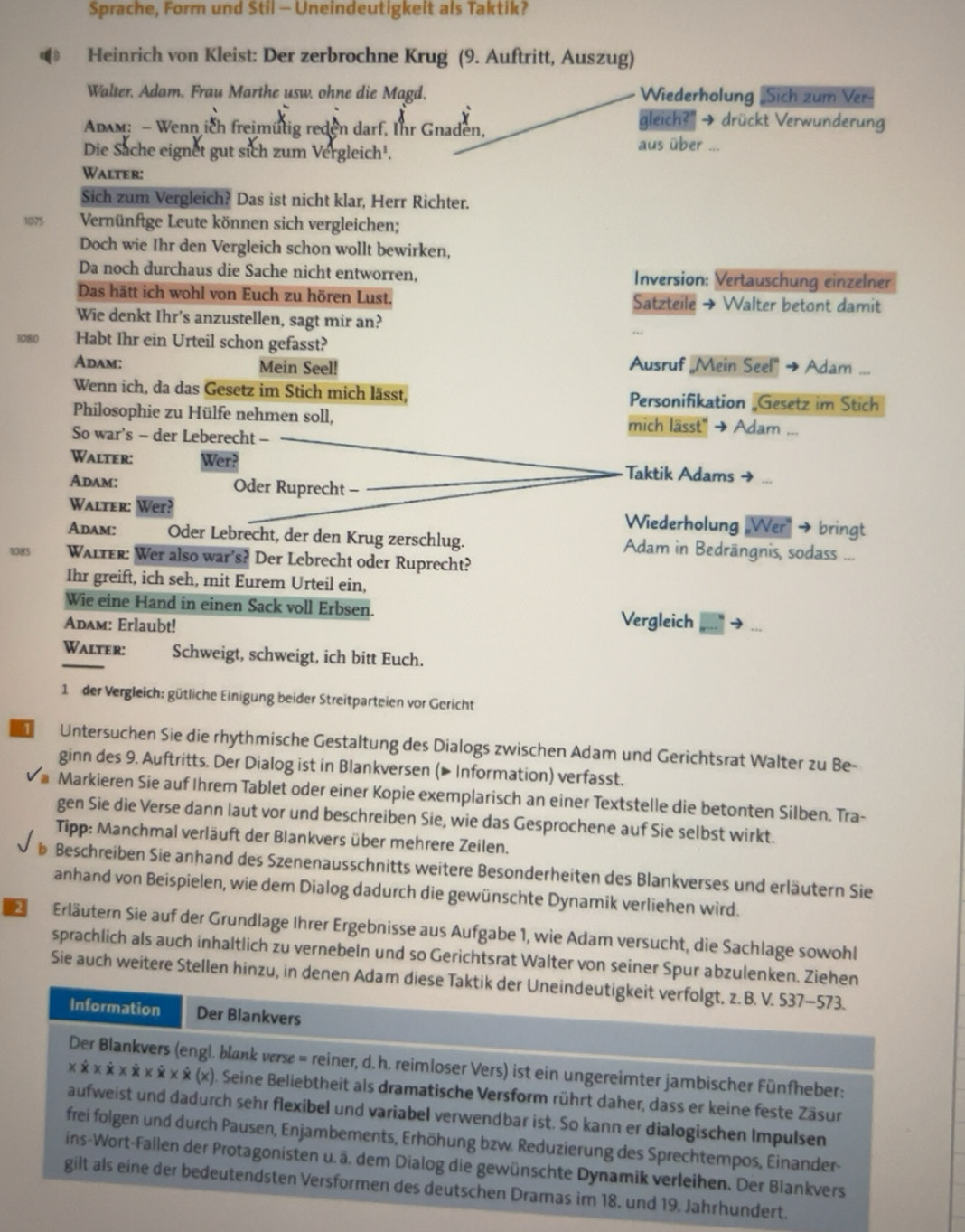 Gelöst:Sprache, Form und Stil - Uneindeutigkeit als Taktik? Heinrich ...