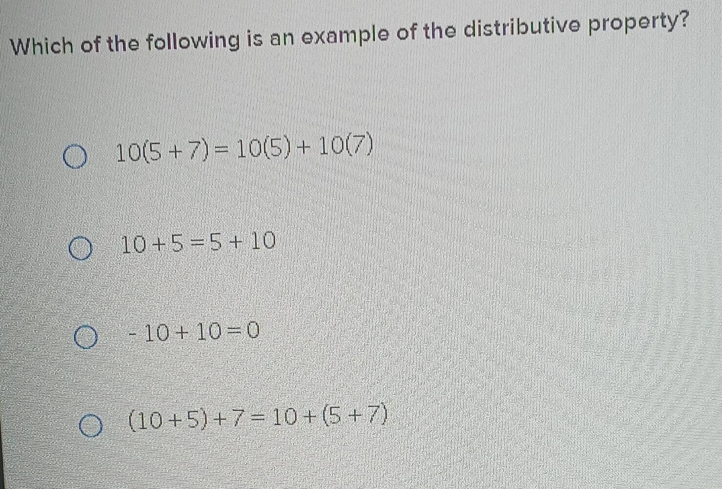 Solved: Which of the following is an example of the distributive ...