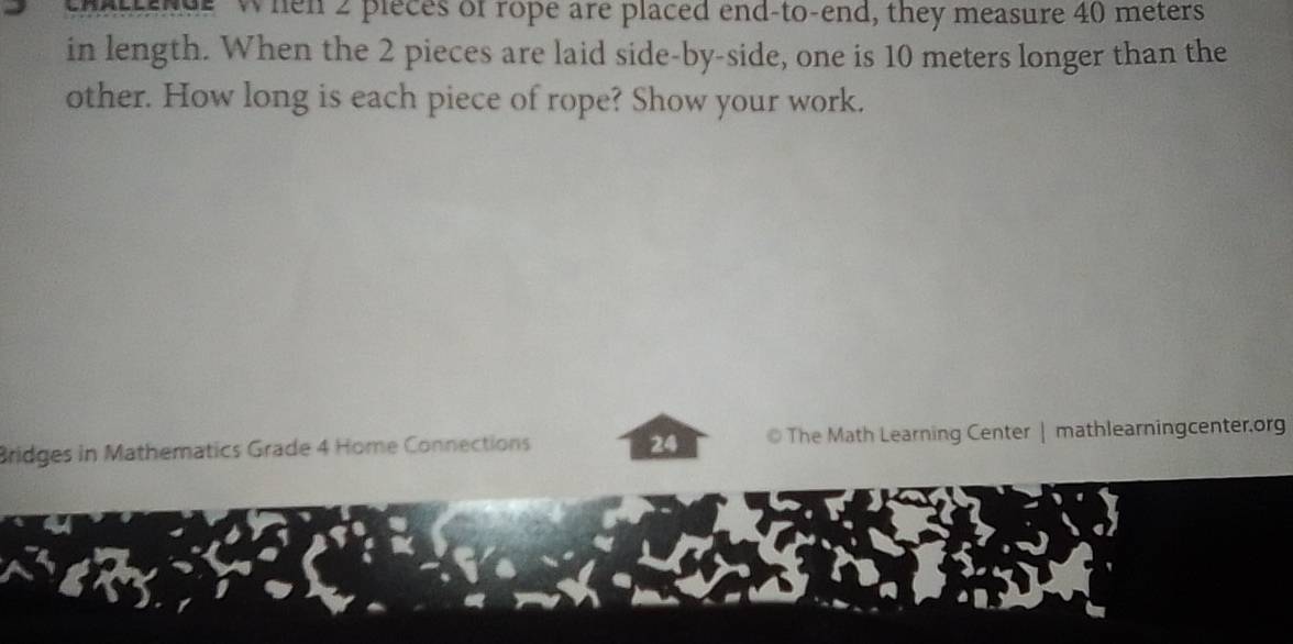 Solved: when 2 pieces of rope are placed end-to-end, they measure 40 ...
