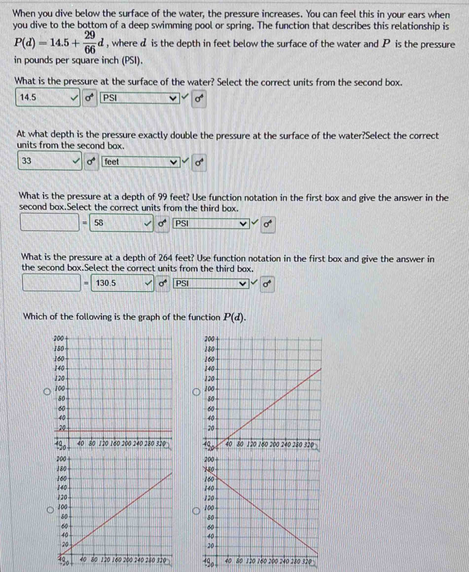 Solved: When you dive below the surface of the water, the pressure ...
