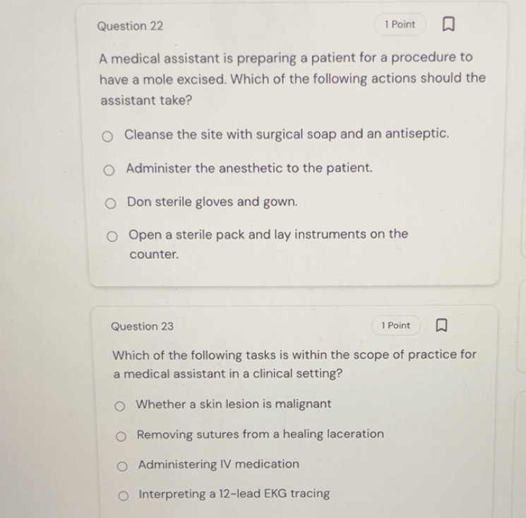Solved: A medical assistant is preparing a patient for a procedure to ...