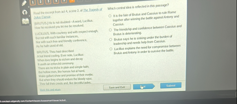 Solved: 1 2 3 Read the excerpt from act 4, scene 2, of The Tragedy of ...