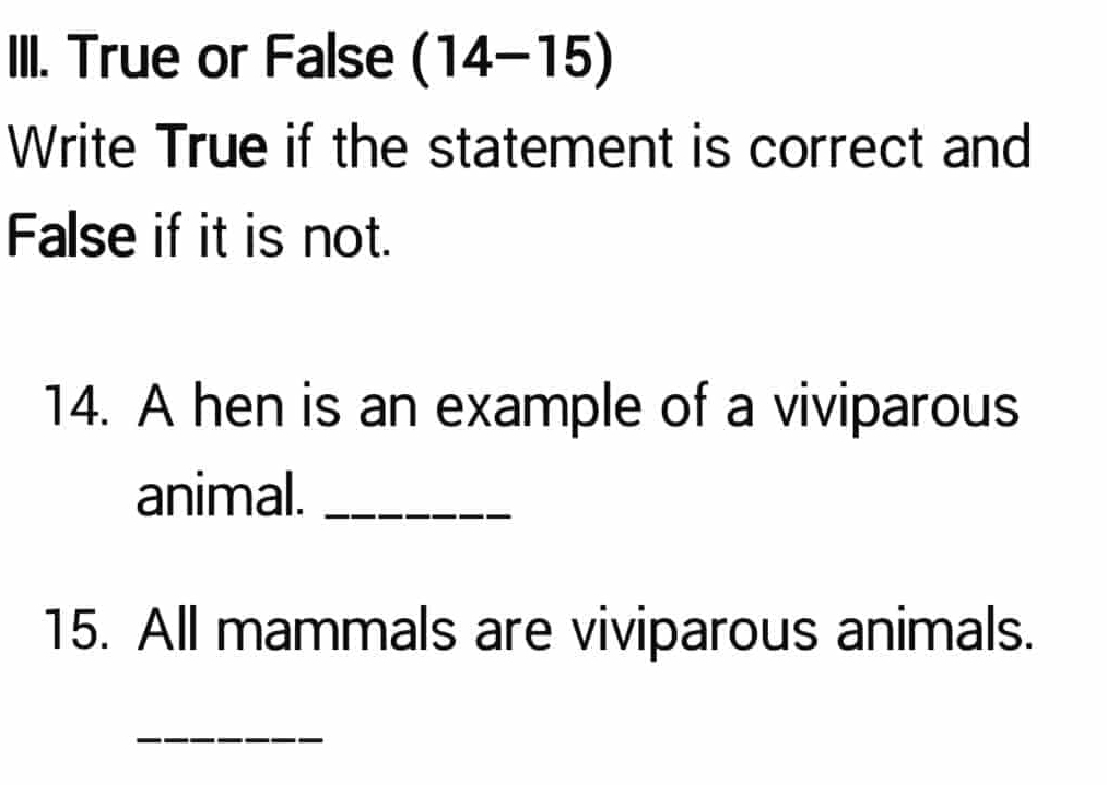 Solved: True or False (14-15) Write True if the statement is correct ...