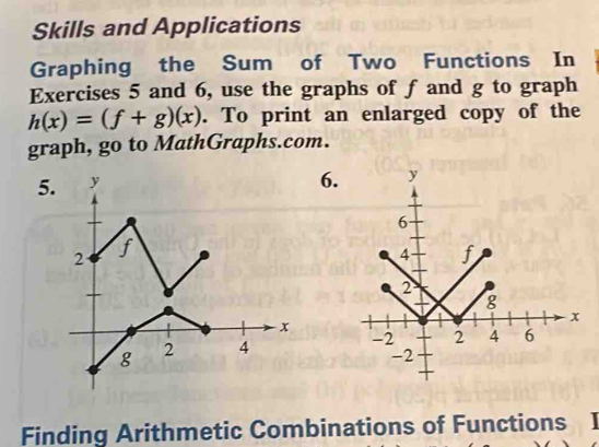 Solved: Skills and Applications Graphing the Sum of Two Functions In Exercises 5 and 6, use the ...