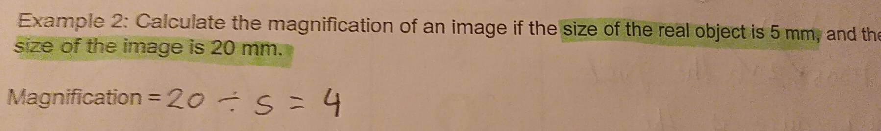 Résolu :Example 2: Calculate the magnification of an image if the size ...