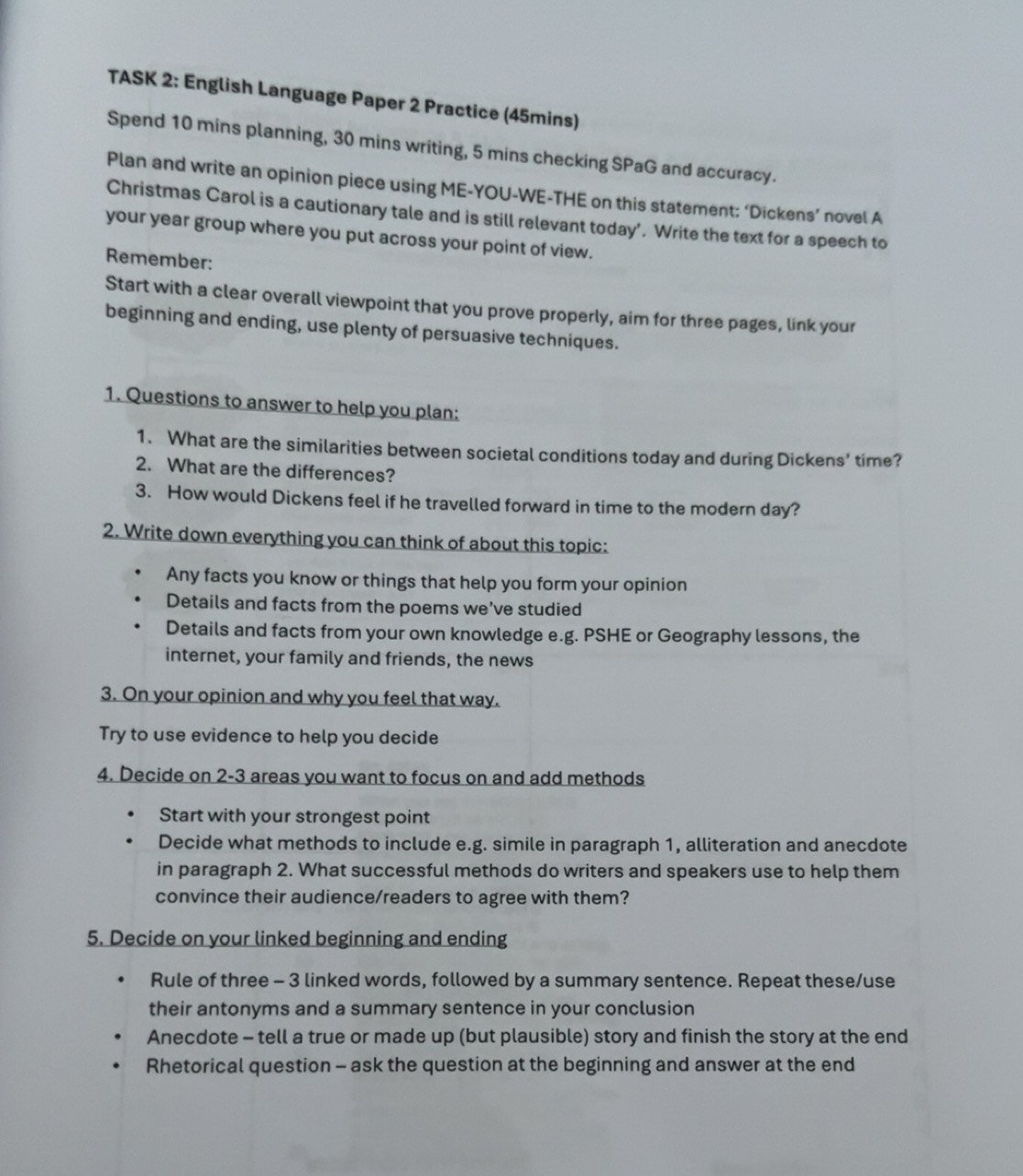 Solved: TASK 2: English Language Paper 2 Practice (45mins) Spend 10 ...