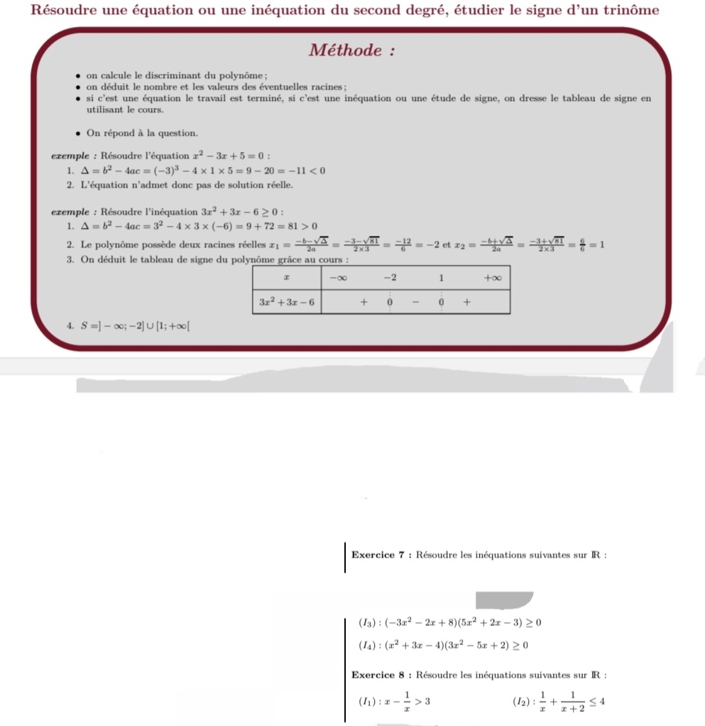 Résolu :Résoudre une équation ou une inéquation du second degré ...