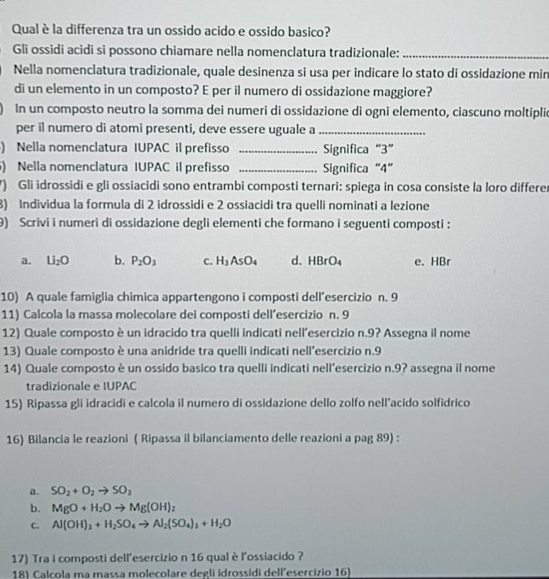 Risolto:Qual è la differenza tra un ossido acido e ossido basico? Gli ...