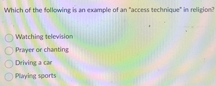 Solved: Which of the following is an example of an “access technique ...
