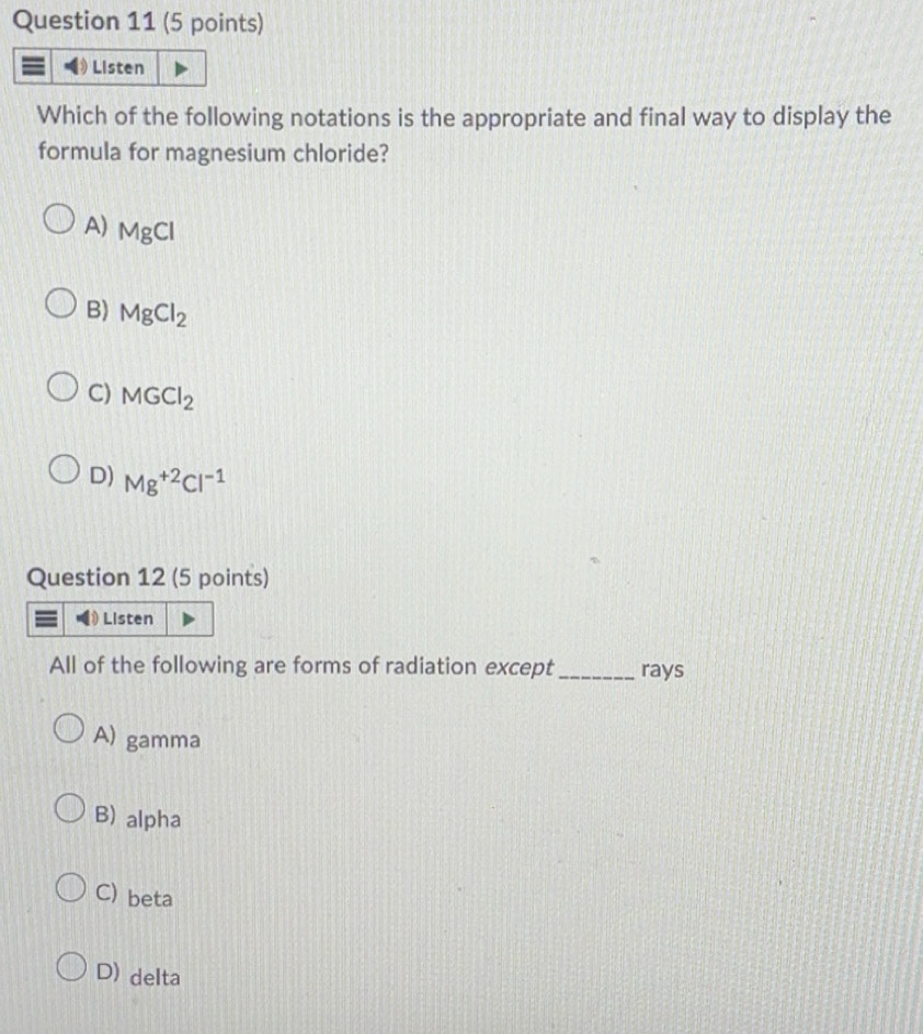 Solved: Listen Which of the following notations is the appropriate and final way to display the ...