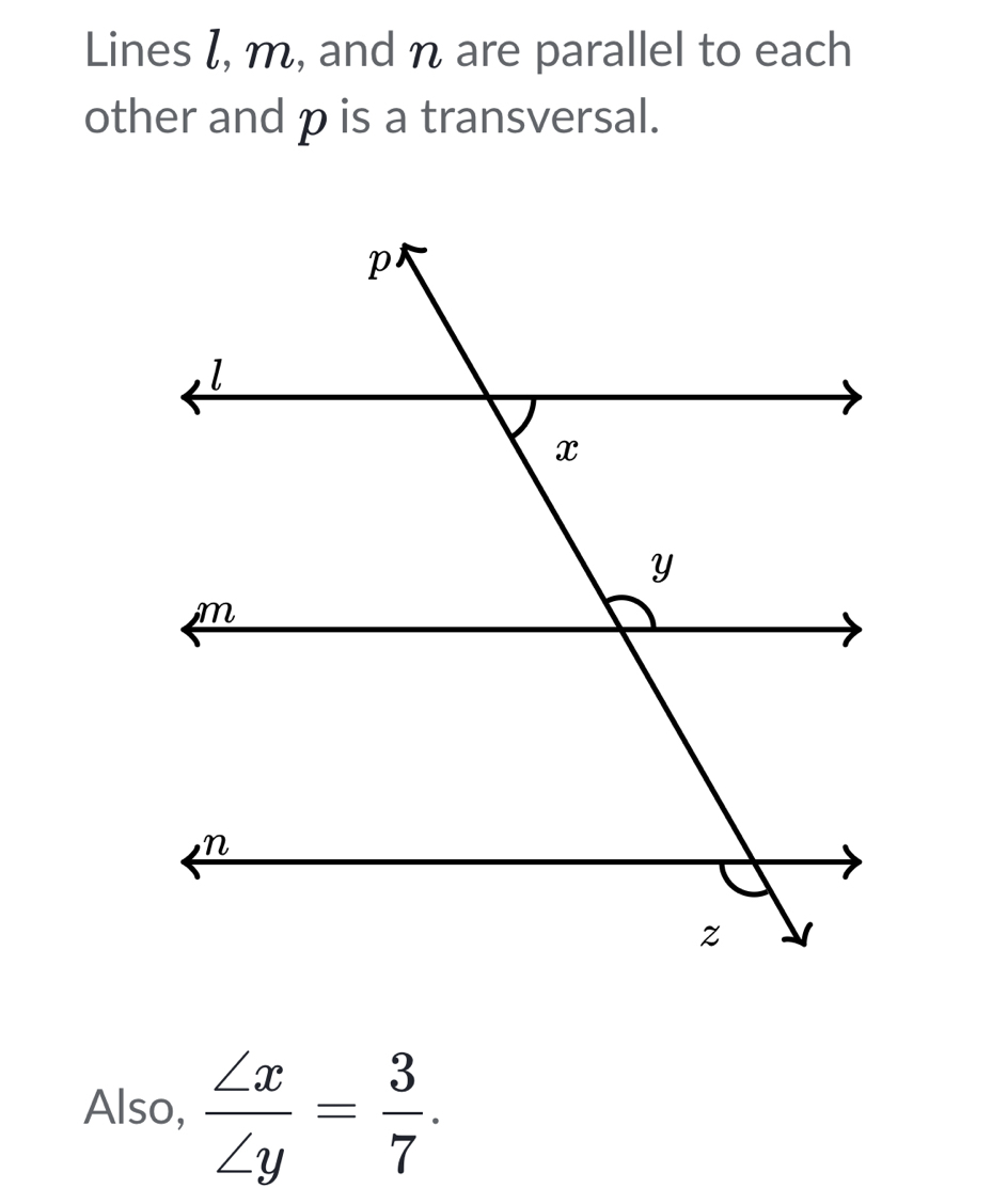 Solved: Lines I, m, and n are parallel to each other and p is a ...