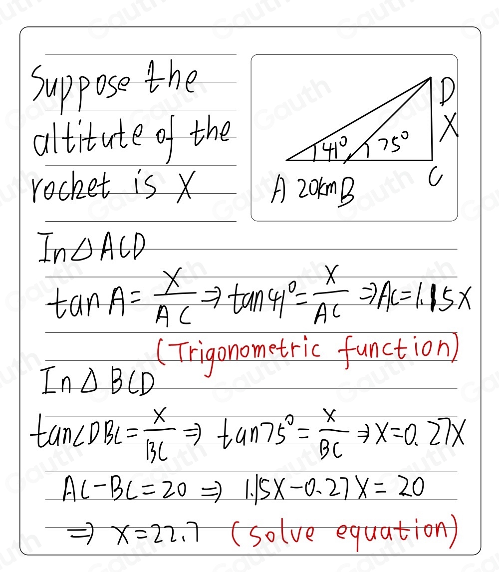Solved: At noon, two tracking stations on Earth, 20 km apart, measure ...
