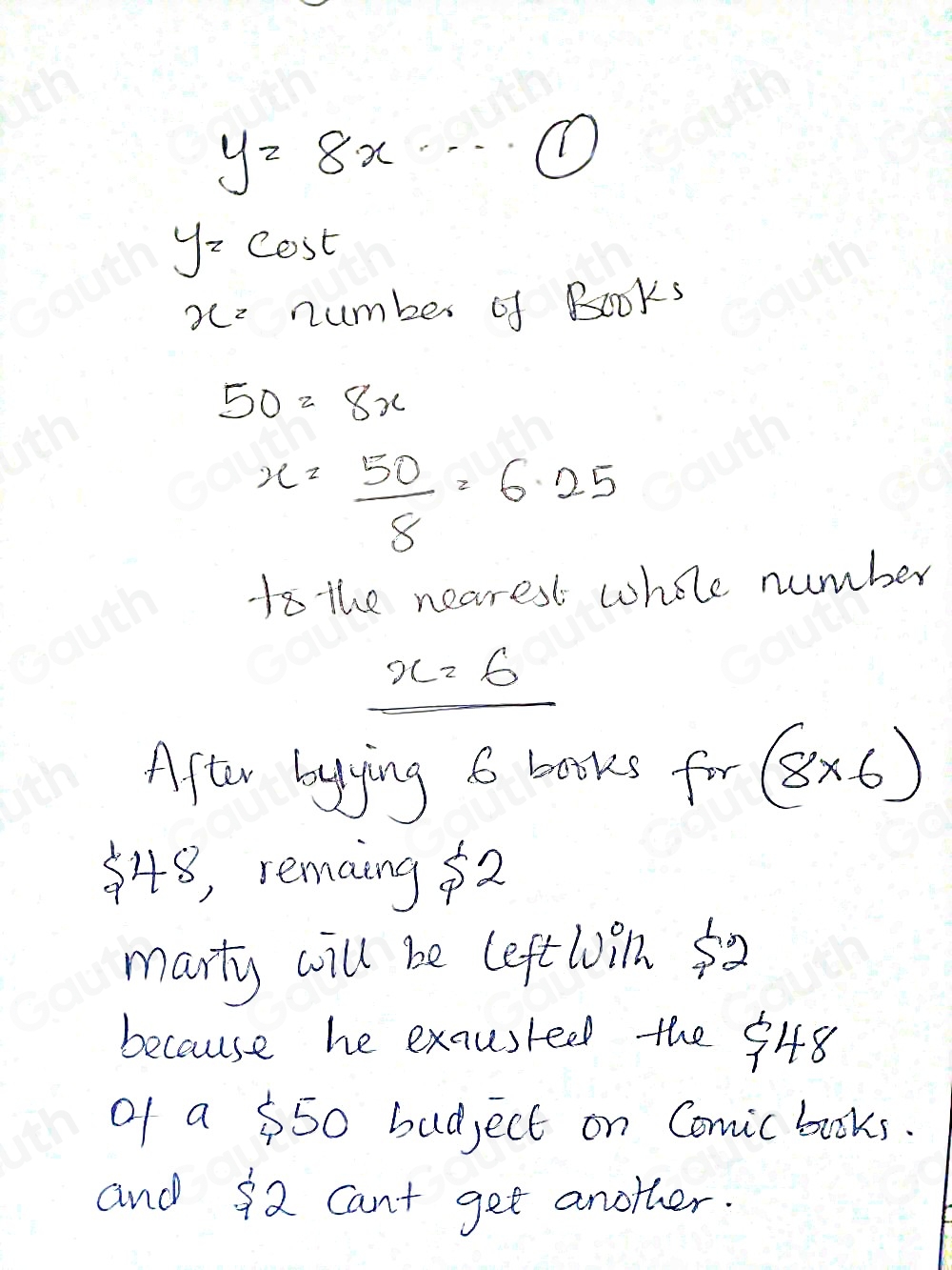 Solved: Solve the problem. Marty has $50 to spend at a comic book ...