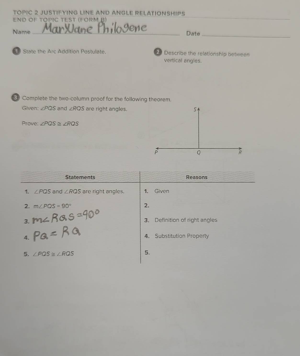 Gelöst:TOPIC 2 JUSTIFYING LINE AND ANGLE RELATIONSHIPS END OF TOPIC ...