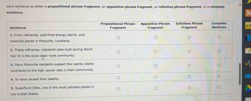Solved: each sentence as either a prepositional phrase fragment, an ...