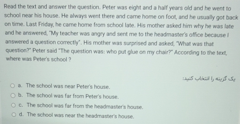 Solved: Read the text and answer the question. Peter was eight and a ...