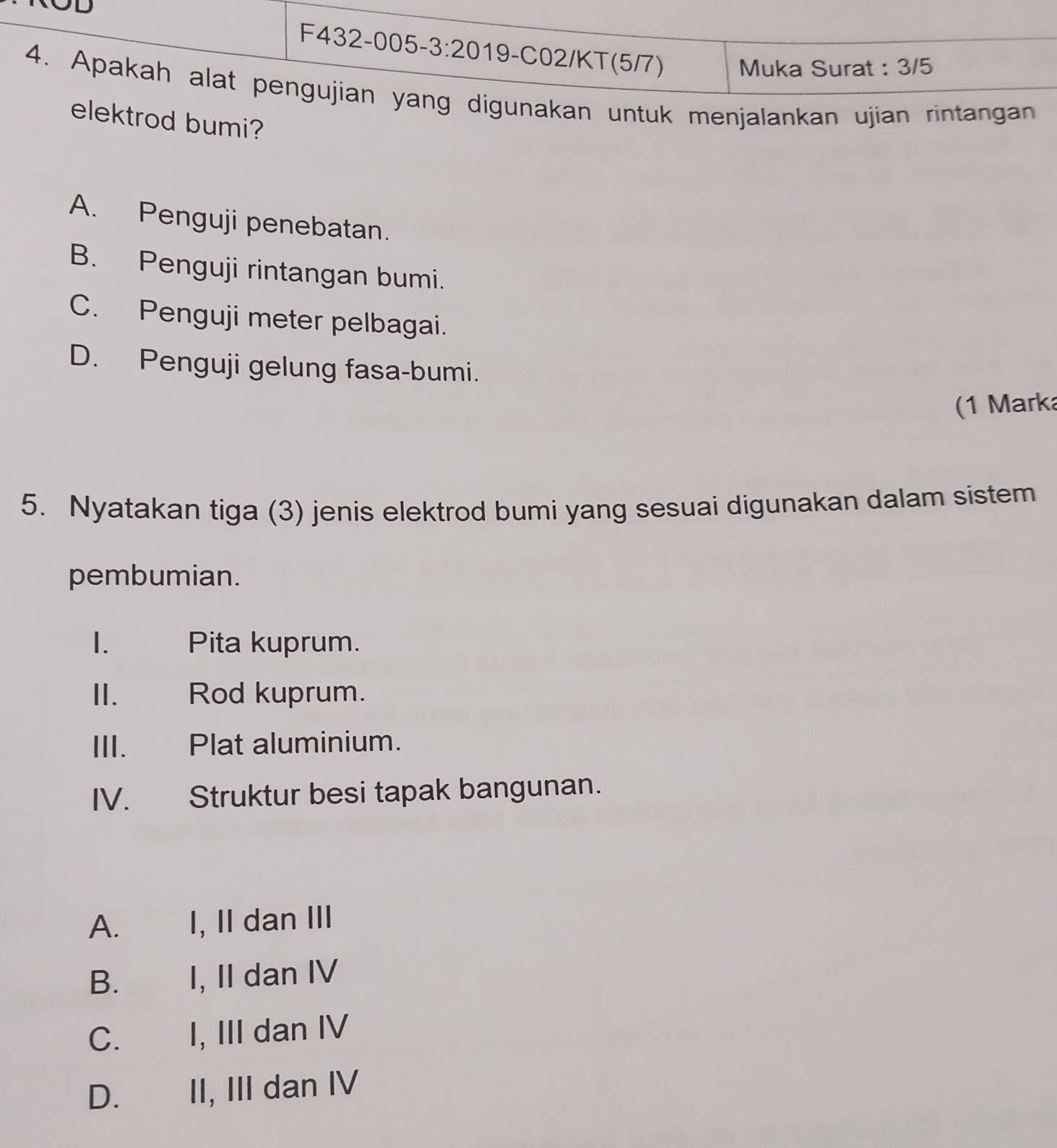 Selesai:untuk menjalankan ujian rintangan ktrod bumi? A. Penguji ...