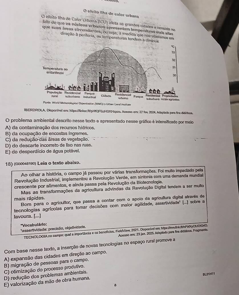 Resolvido:efeito llha de calor urbana O efeito flha de Calor Urbána ...