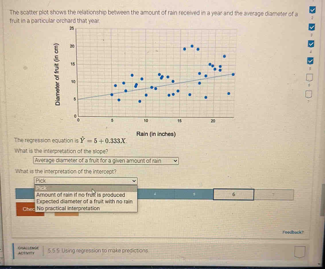 Solved: The scatter plot shows the relationship between the amount of rain received in a year ...